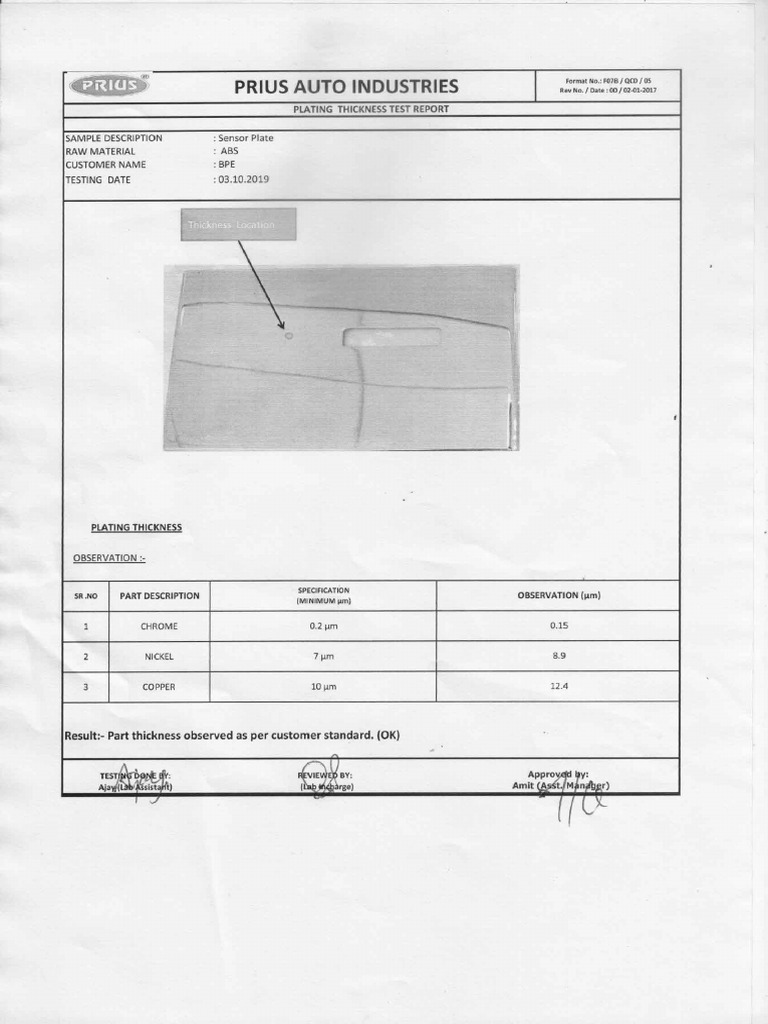 Annex 1 - Plating Thickness | PDF