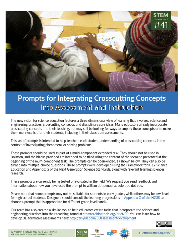STEM Teaching Tool 41 Cross Cutting Concepts Promptsv2 | PDF | System ...