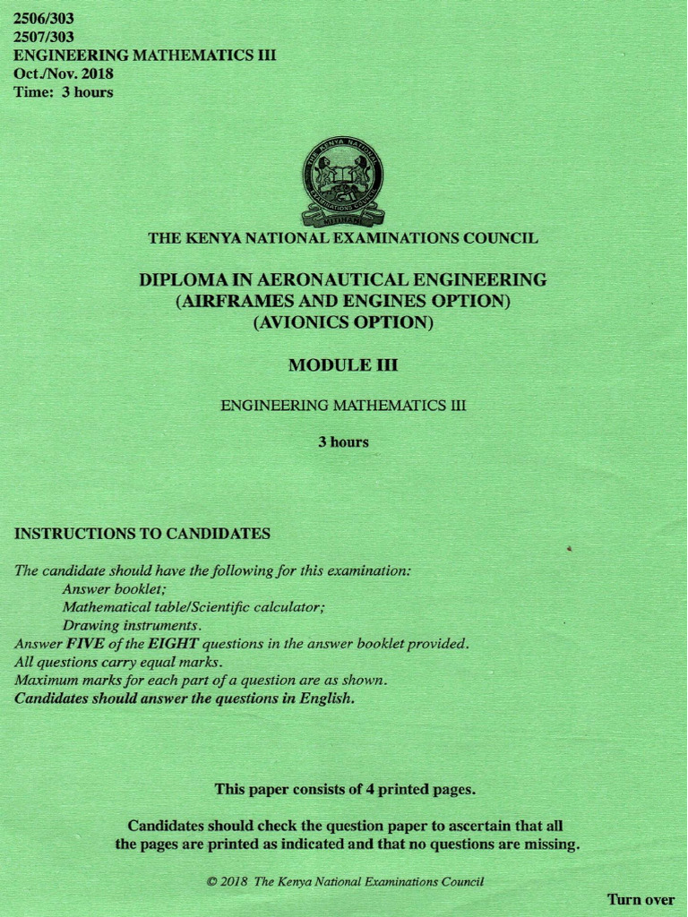 P Engineering Mathematics III - Mod III - Nov, 2018 | PDF