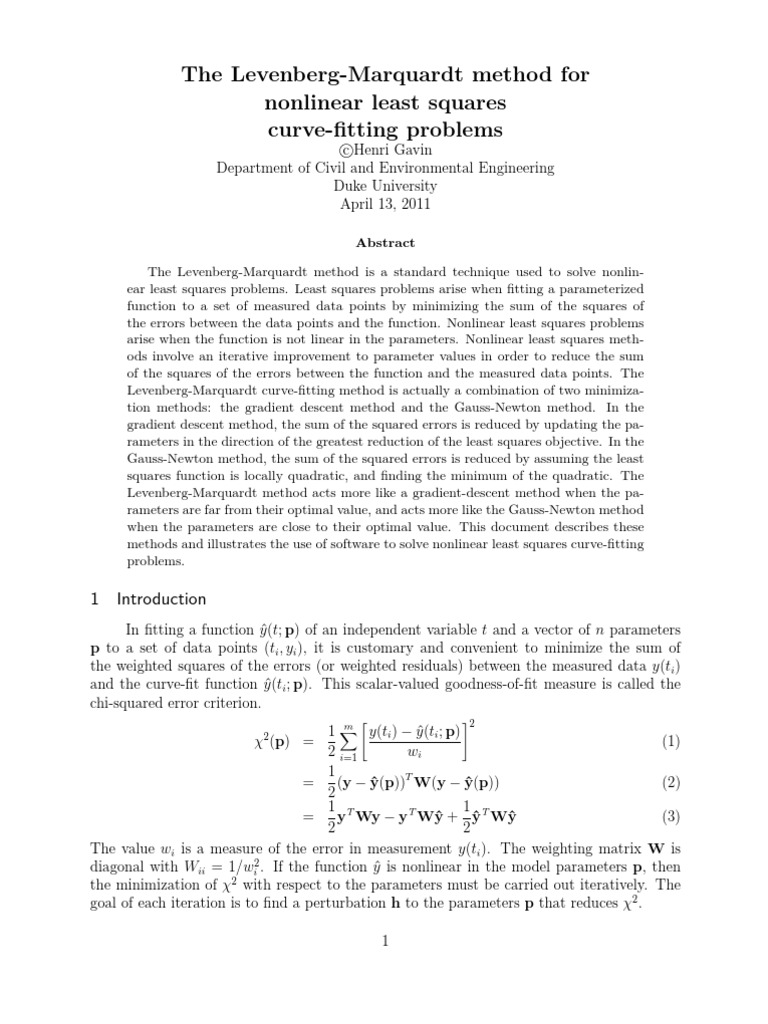 Matlab Levenberg M. | PDF | Least Squares | Mathematical Optimization
