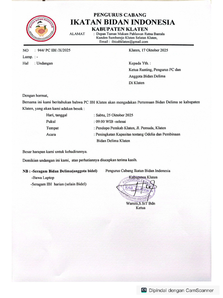 Undangan Bidel 25 Oktober 2025 | PDF