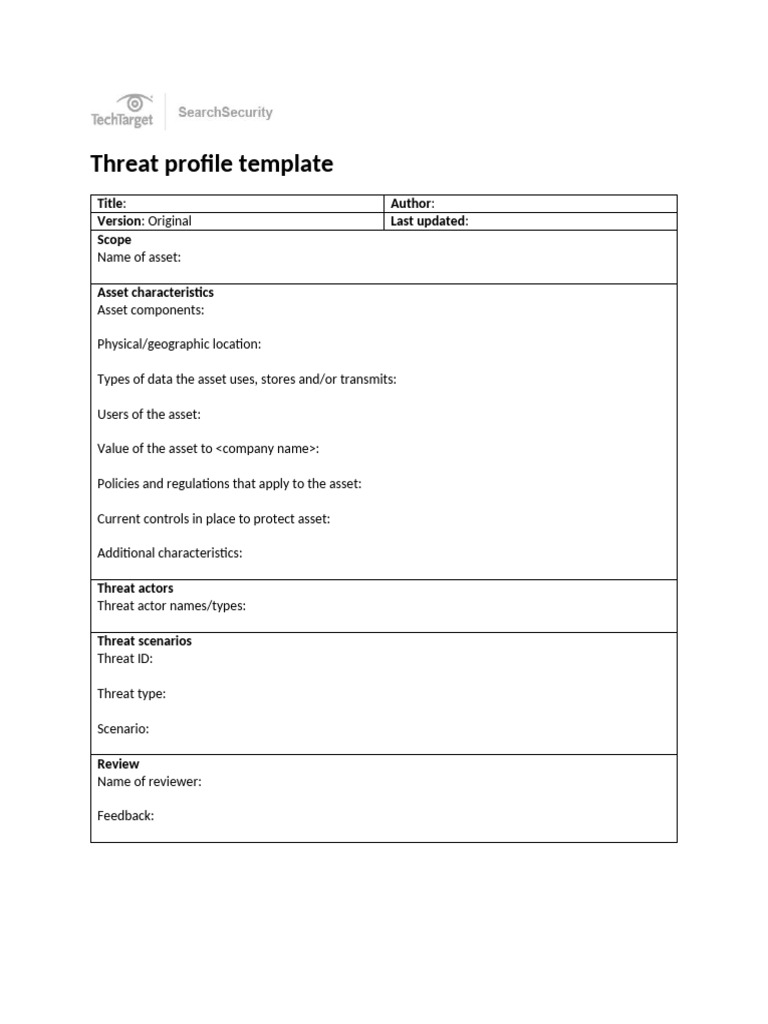 Threat Profile Template | PDF