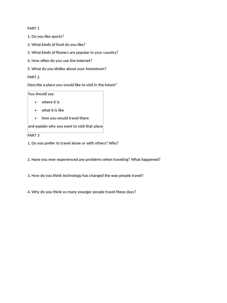 Final Test Speaking | PDF