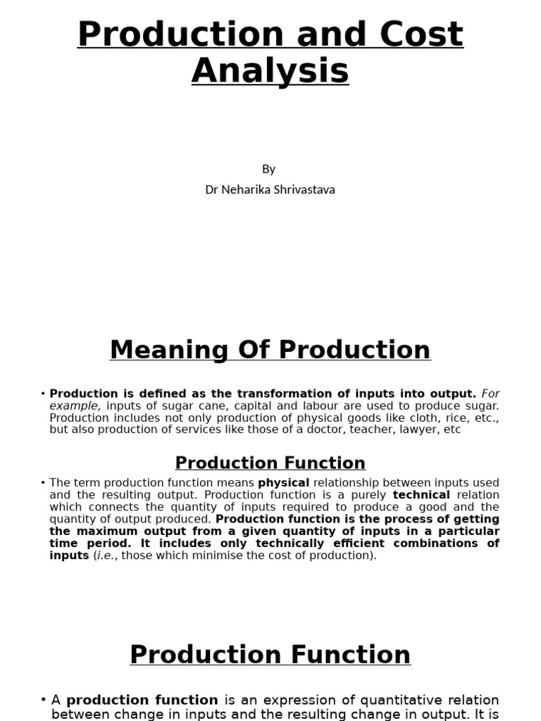 Unit 3 - Production and Cost Analysis | PDF | Production Function ...