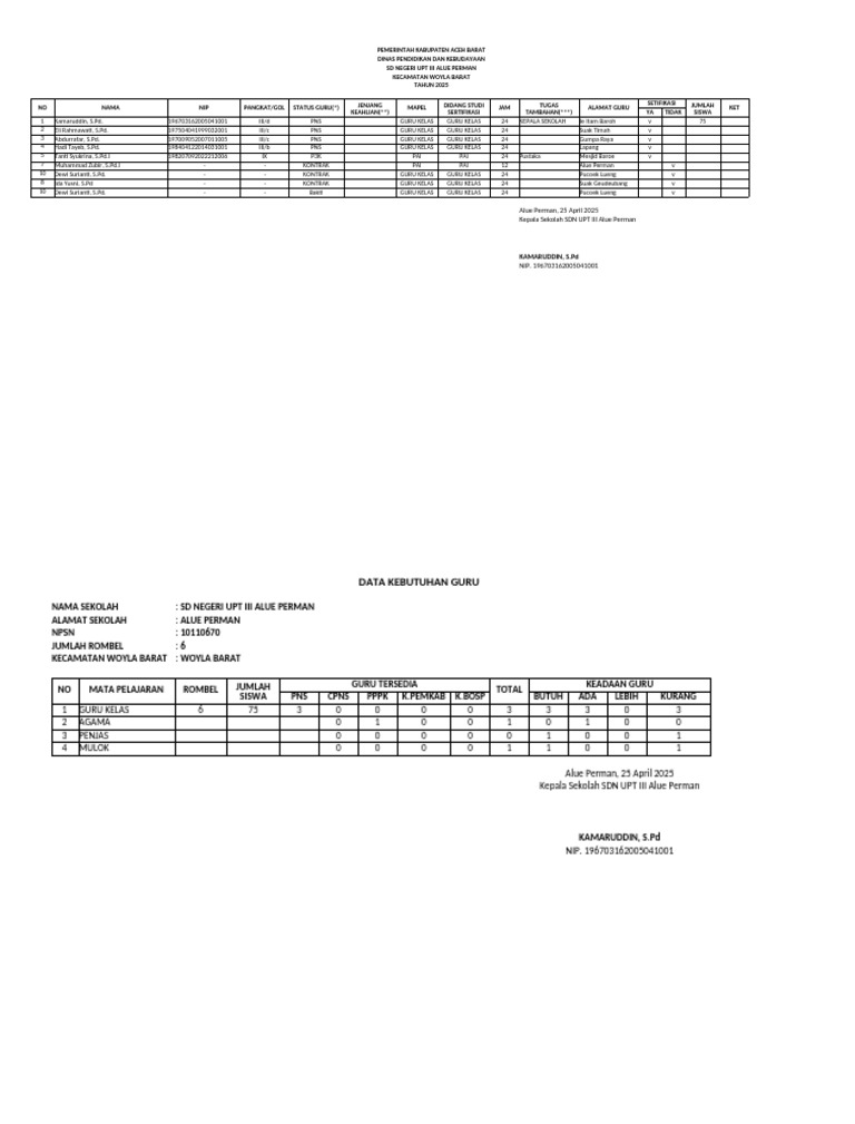 Data Guru 2025 SDN Upt III Alue Perman | PDF
