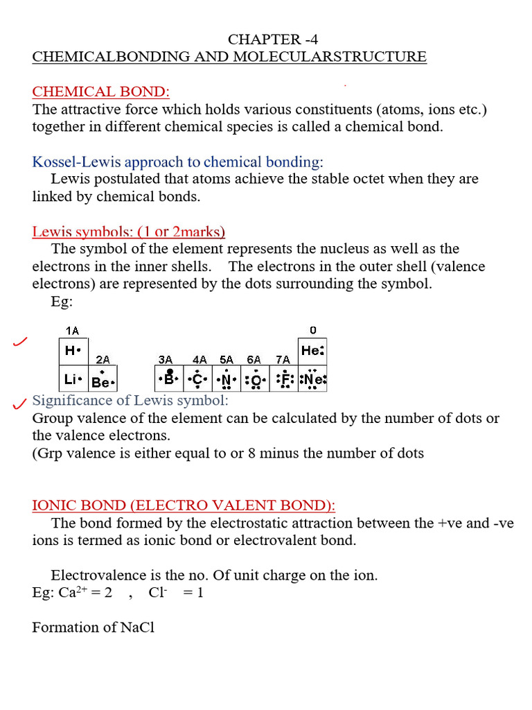 Notes Chemical Bonding PDF FINAL 1 Marked | PDF | Molecular Orbital ...