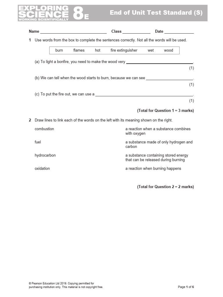 Combustion and Fire Safety Test | PDF | Combustion | Oxide