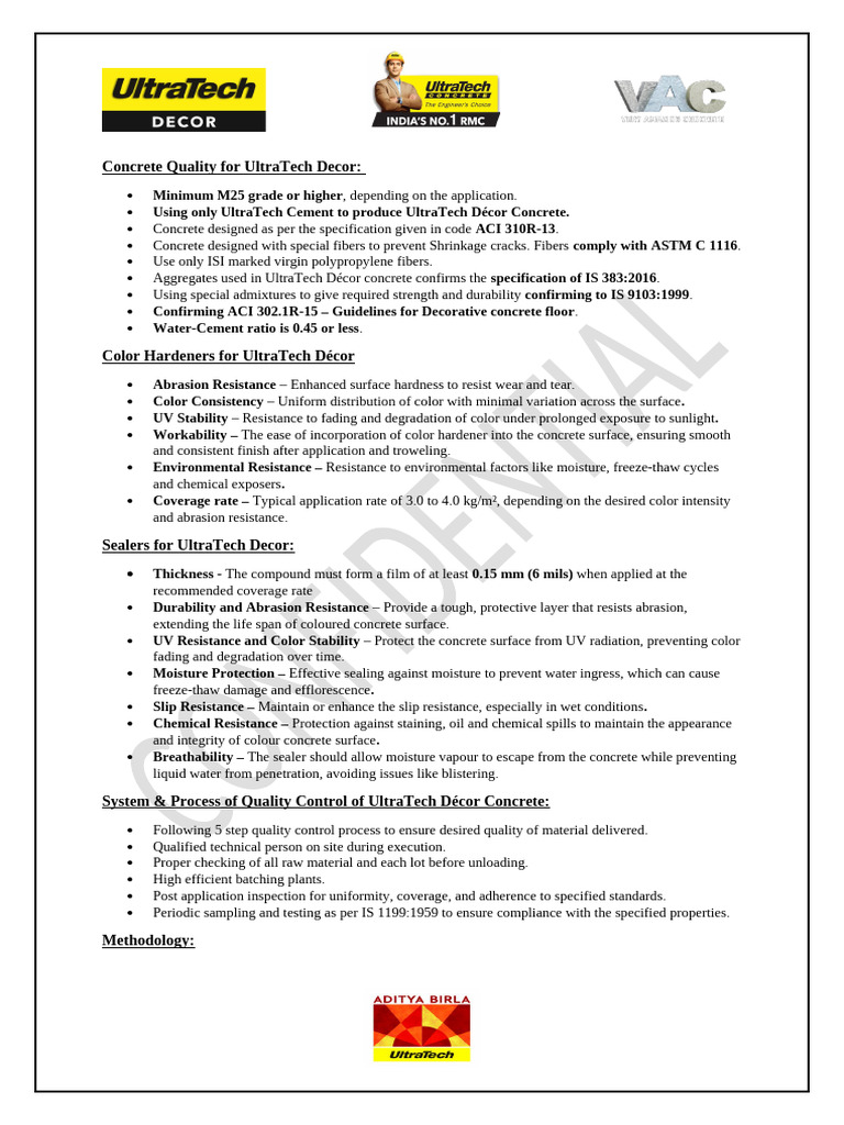 UltraTech Decor Concrete Specifications | PDF | Concrete | Structural ...