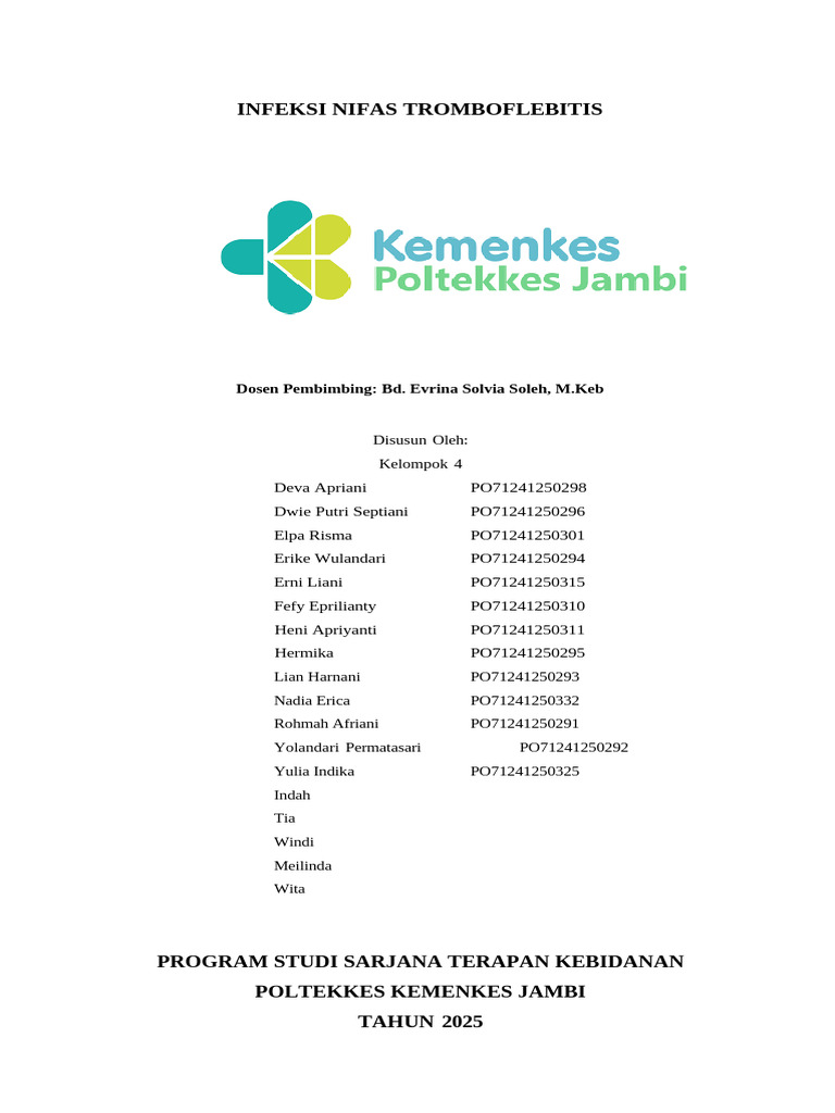 Infeksi Nifas: Tromboflebitis Puerperalis | PDF
