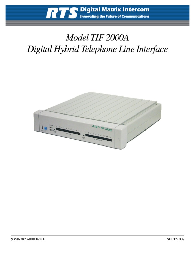 TIF-2000A User Manual | Download Free PDF | Telephone | Duplex ...