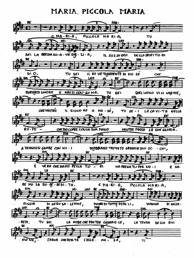 Maria, Piccola Maria - Canto Religioso Di Kiko Arguello | PDF