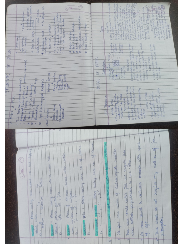 Structure of Atom Notes | PDF