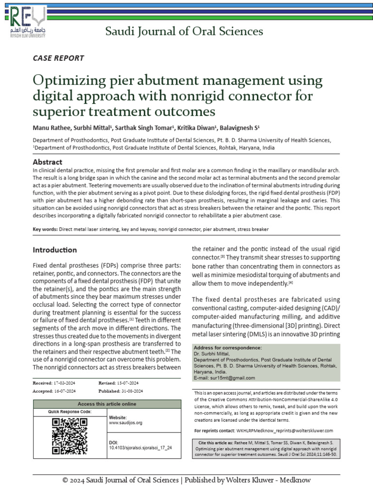 Optimizing Pier Abutment Management Using Digital.12 | PDF | Dental ...