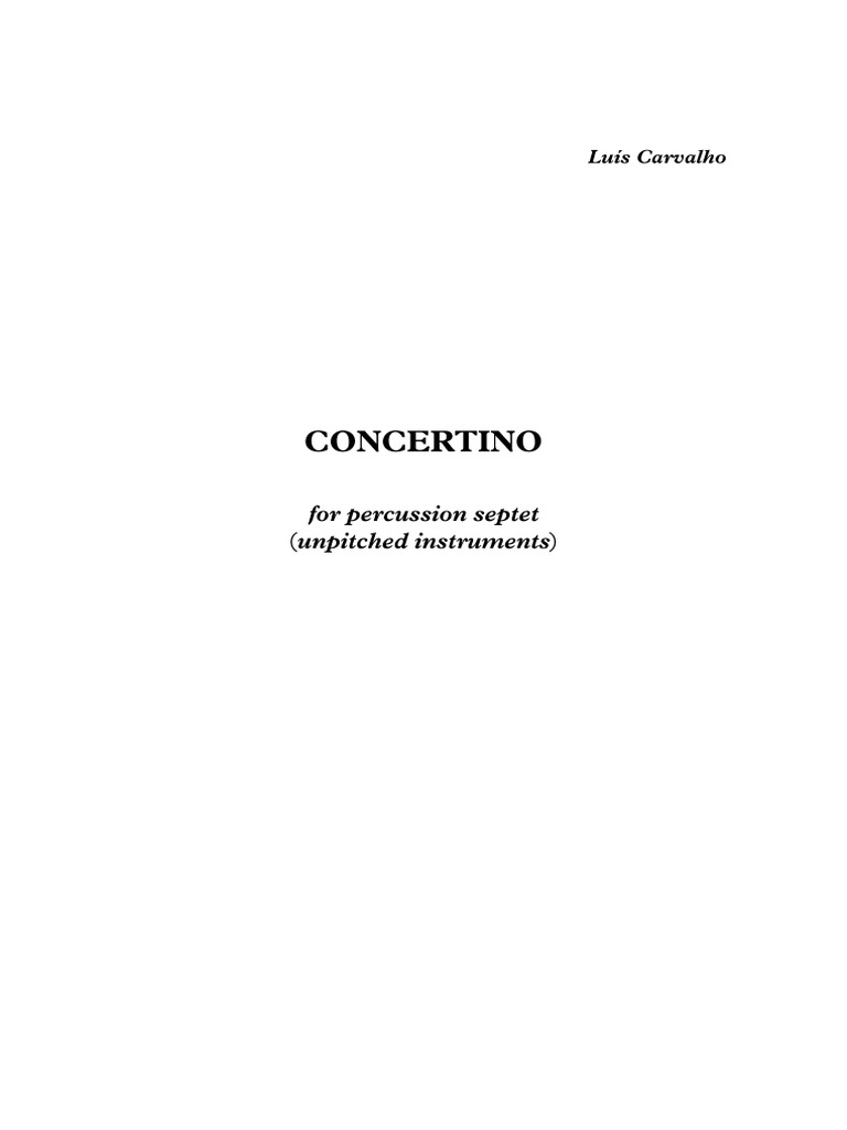 Luís Carvalho - CONCERTINO (Perc 7tet) SCORE (Final) | PDF | Percussion ...