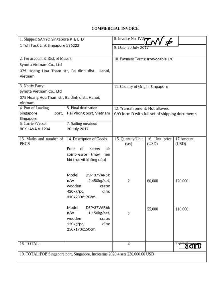 Commercial Invoice NguyenThiHa | PDF