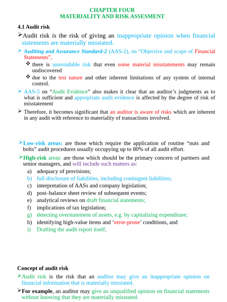 CHAPTER FOUR Risk and Materiality | PDF | Audit | Business Economics