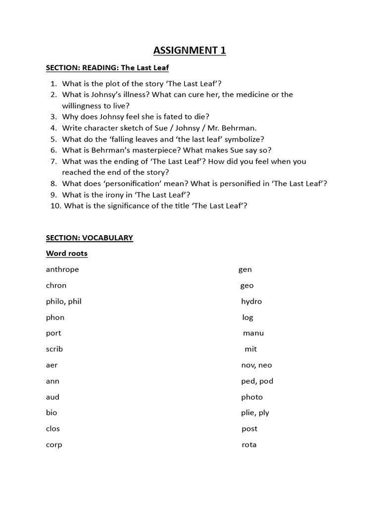 English Assignment 1 2024-25 | PDF
