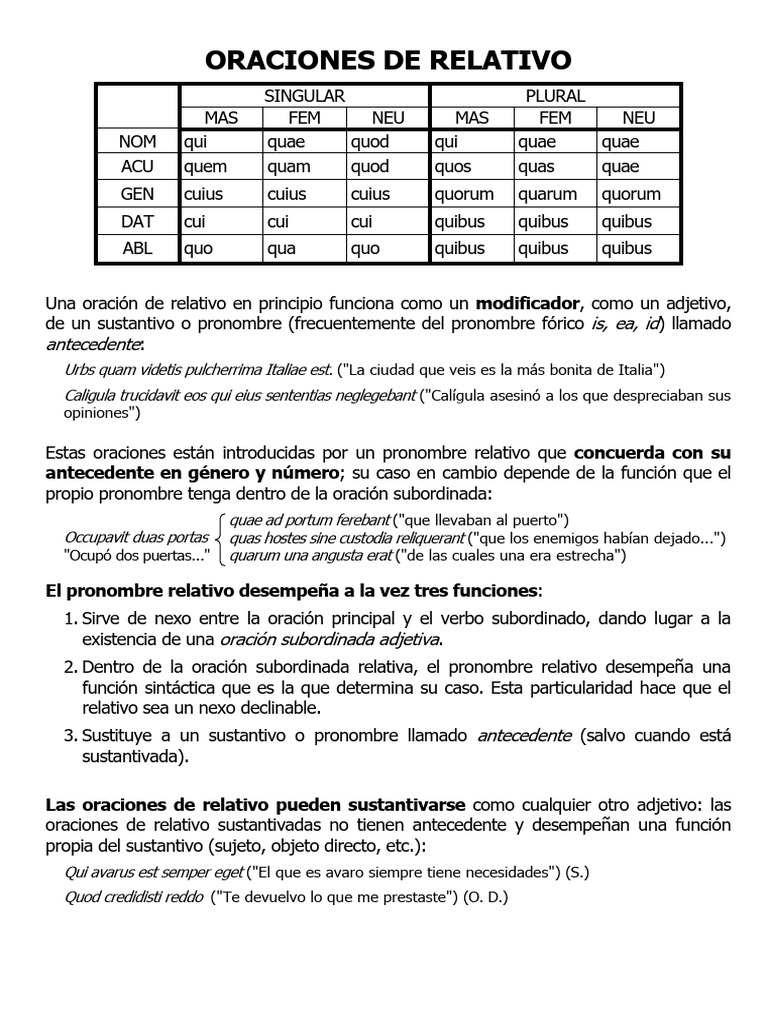 Oraciones de Relativo-1 | PDF | Pronombre | Oración (Lingüística)