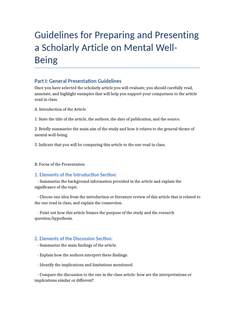 Presentation Guidelines Mental WellBeing | PDF | Cognitive Science ...