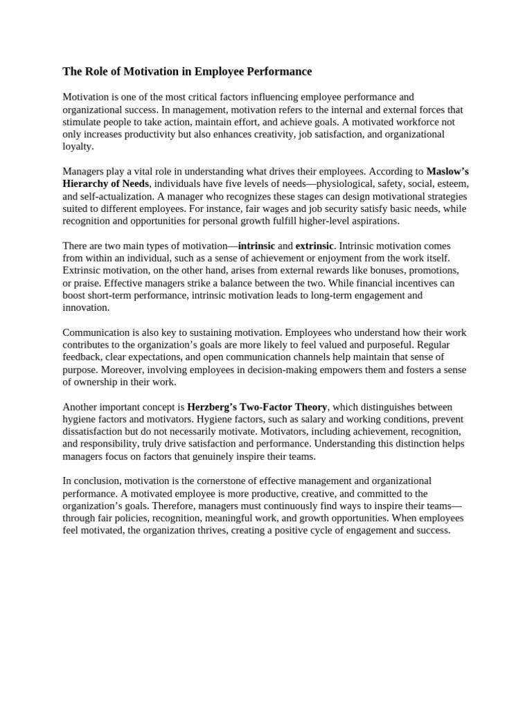 Employee Motivation and Performance Insights | PDF | Motivational ...