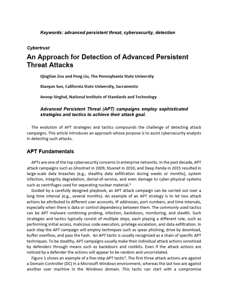 Detecting Advanced Persistent Threats | PDF | Malware | Parsing
