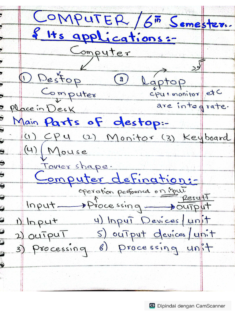 Computer and It's Applications Notes. | PDF