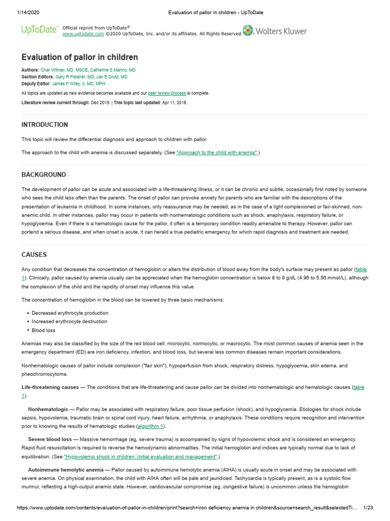 Evaluating Pallor in Children | PDF | Anemia | Shock (Circulatory)