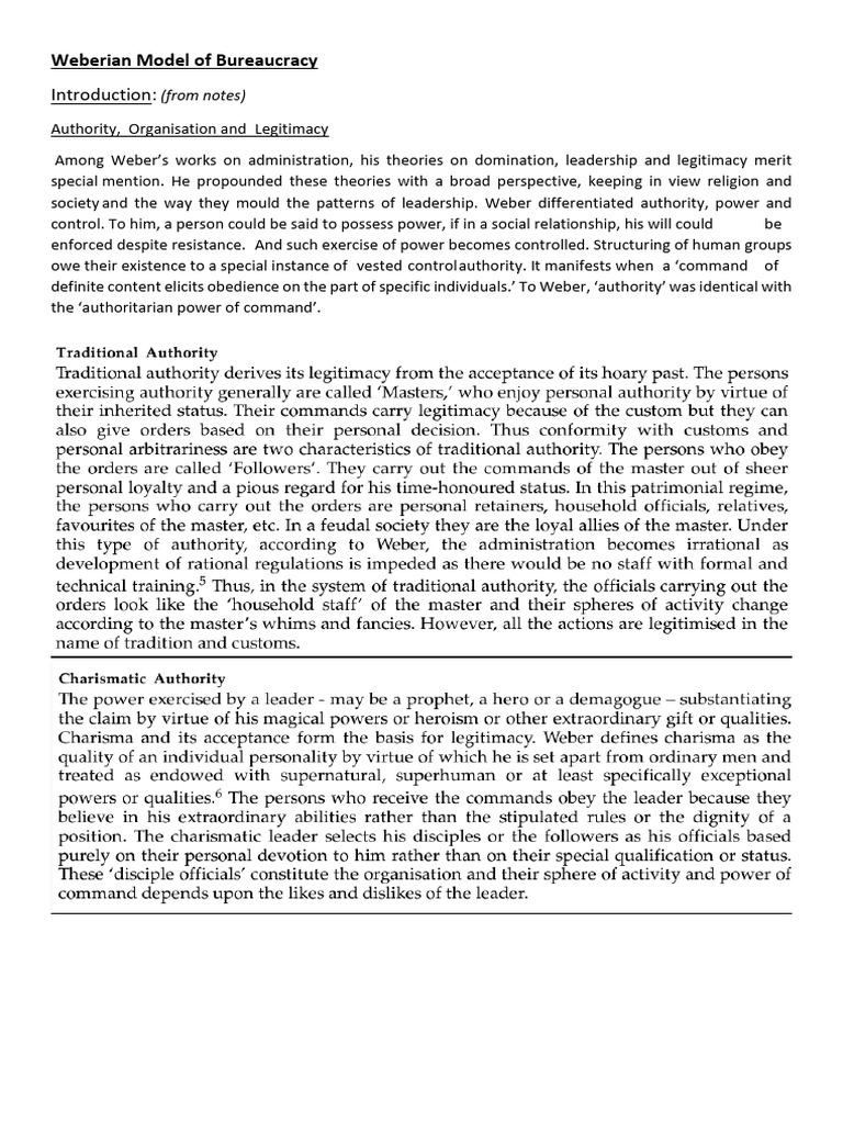 Weberian Bureaucracy: Authority & Critique | PDF | Bureaucracy | Max Weber
