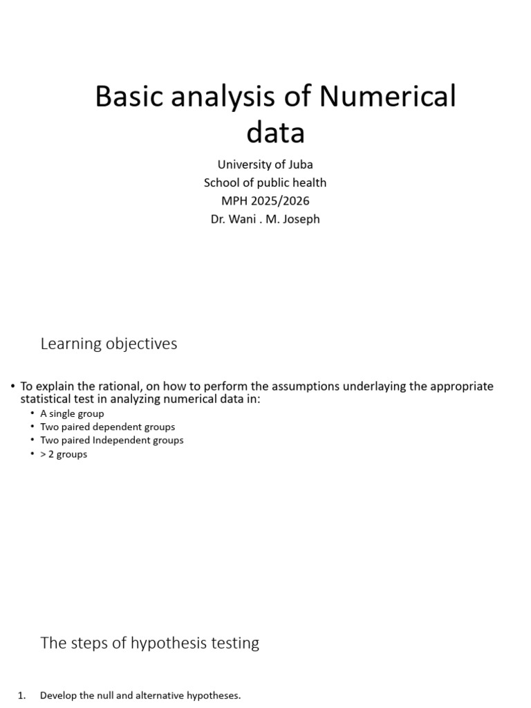 Statistical Analysis of Numerical Data | PDF | Student's T Test ...
