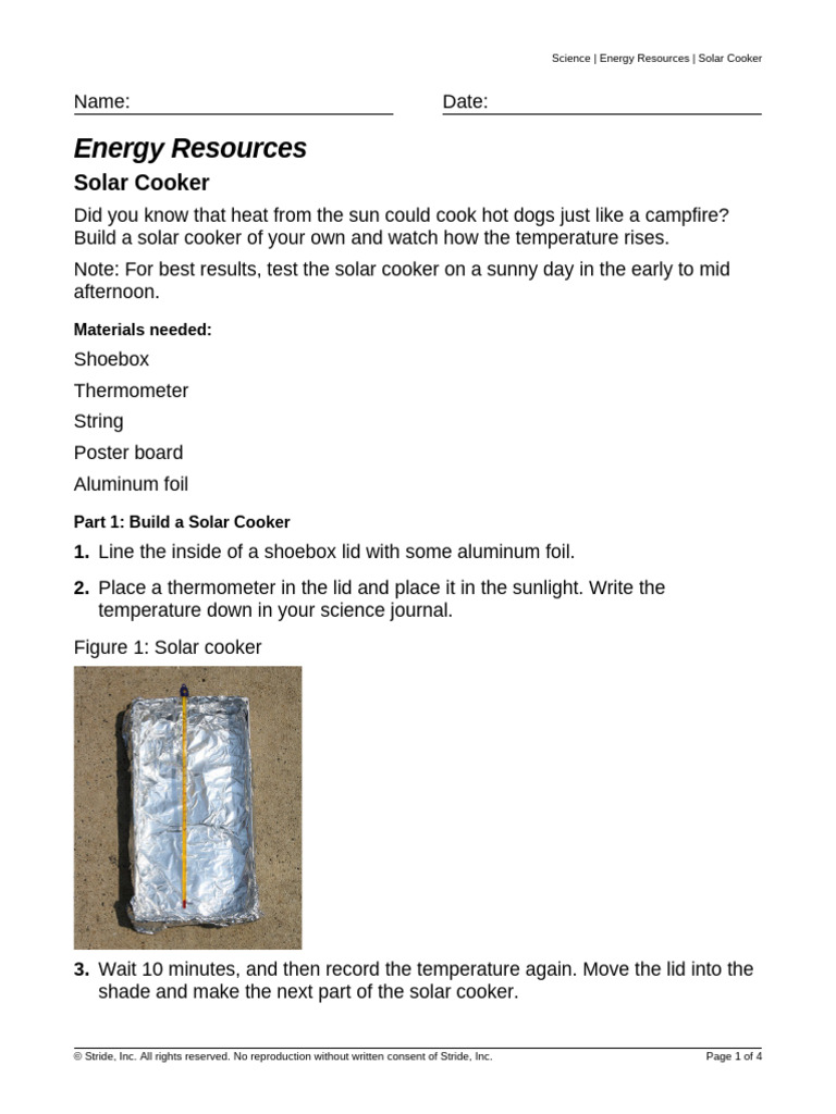 Build a Shoebox Solar Cooker | PDF