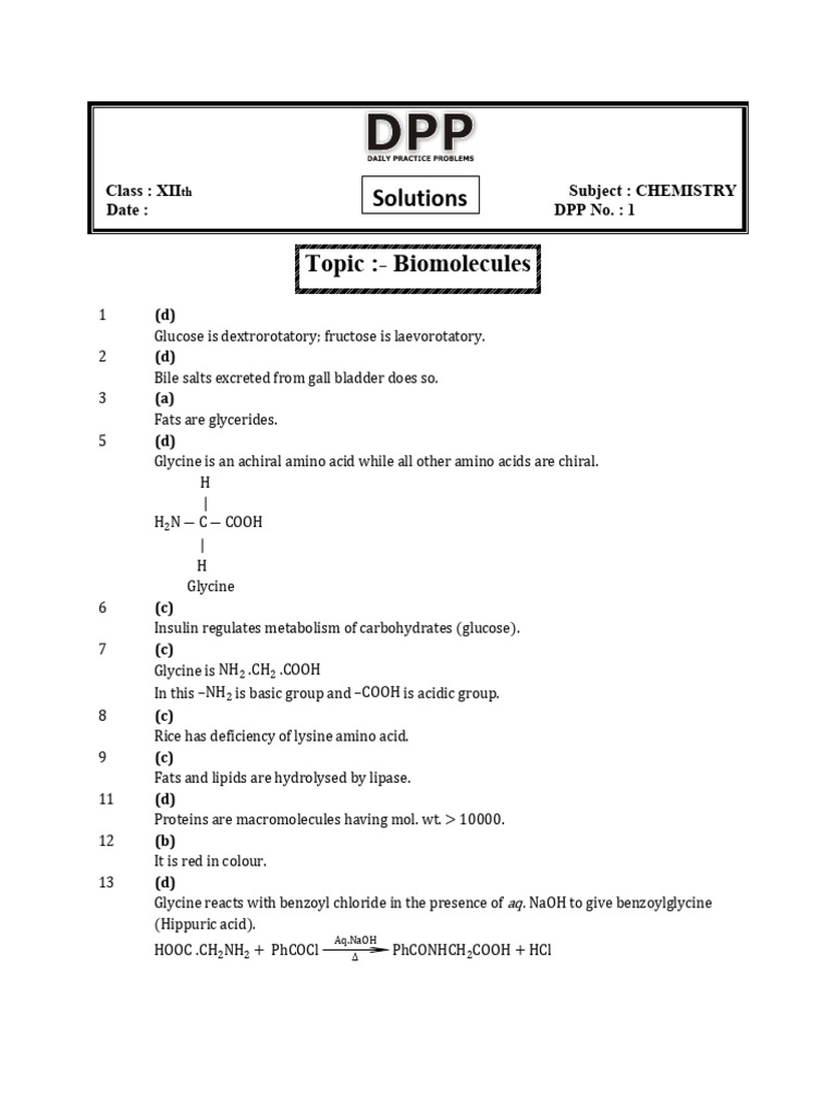 DPP - 1 Solutions | PDF