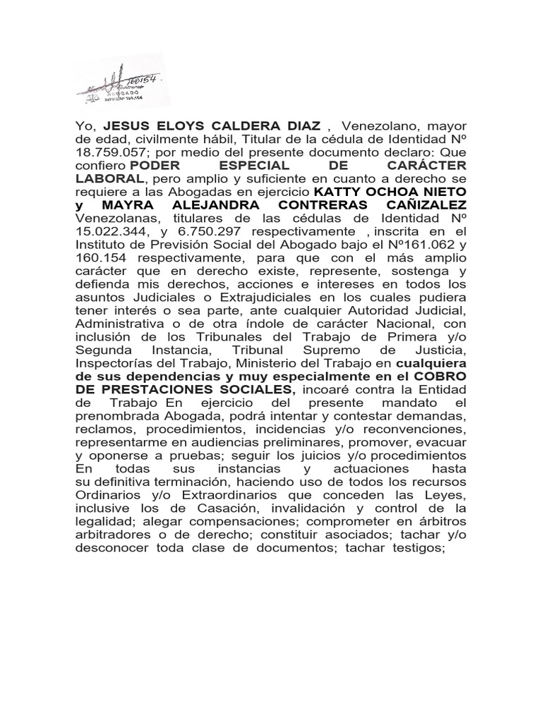 Poder Laboral Jesus Caldera | PDF | Judicaturas | Gobierno