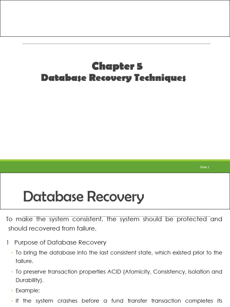 Chapter 5 - Database Recovery Technique | PDF | Database Transaction | Databases