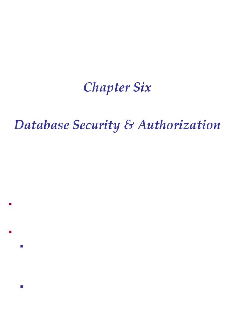 Chapter 6 - Database Security and Authorization | PDF | Key ...