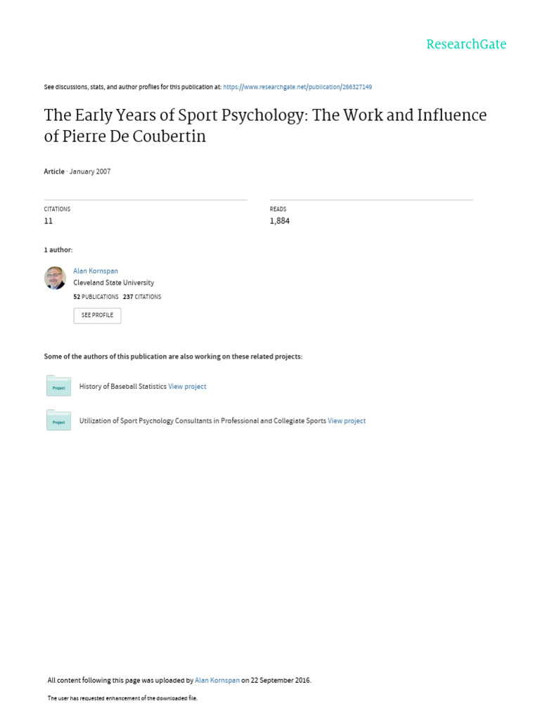 The Early Years of Sport Psychology. The Work and Influence of Pierre ...