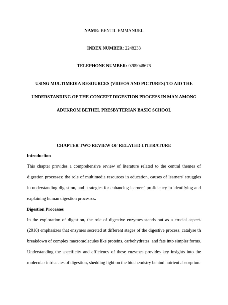 Chapter Two Review of Related Literature Bentil - Corrections | PDF ...