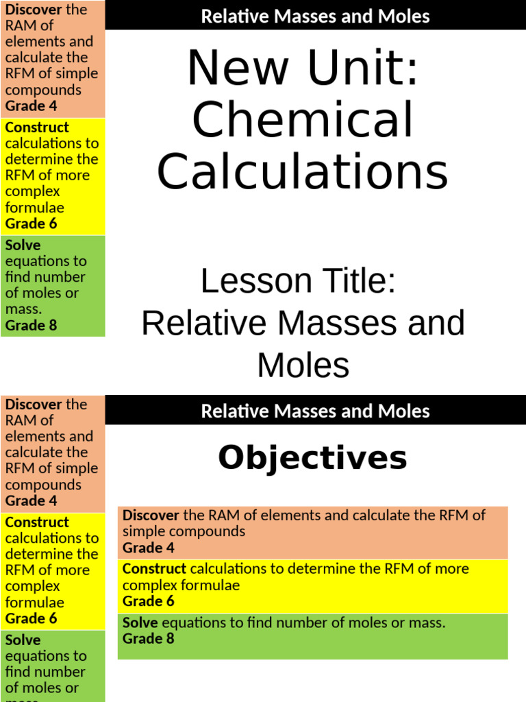 Relative Masses and Moles | PDF | Proton | Chemical Elements