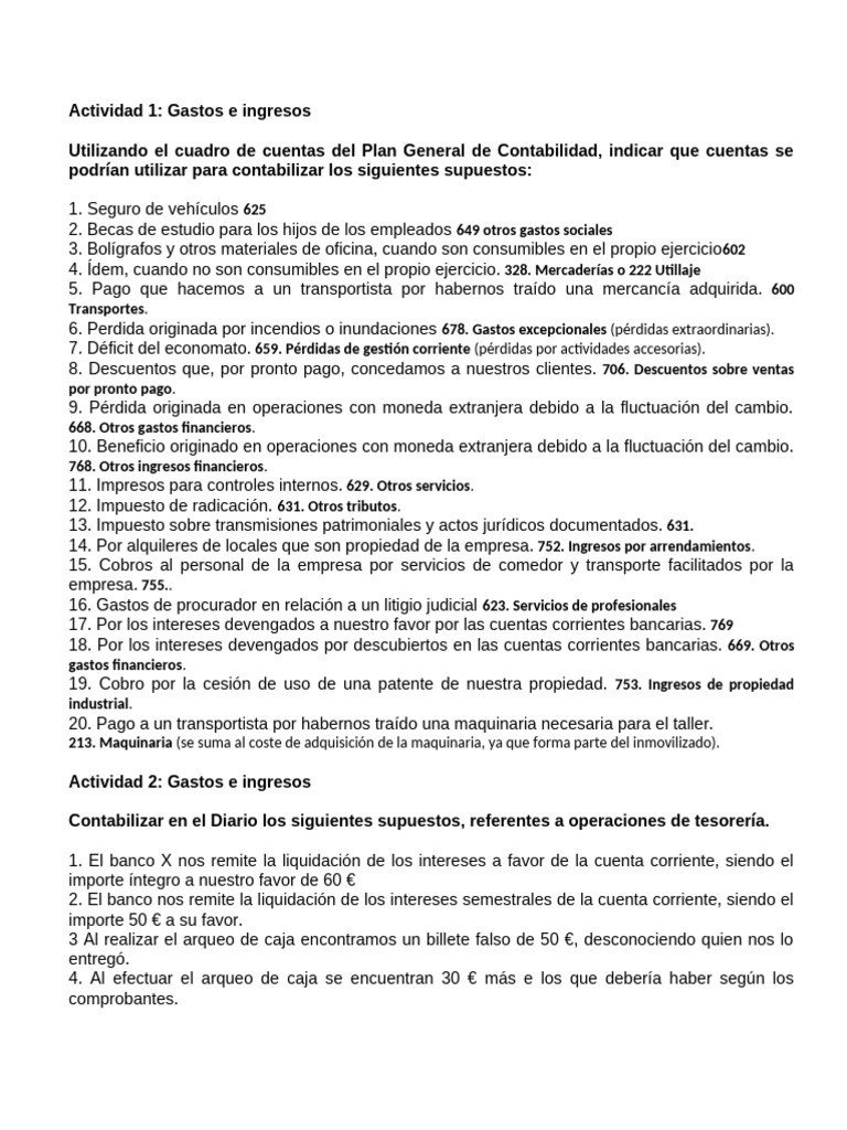 Ejercicio 1 Ingresos y Gastos | PDF | Bancos | Interés