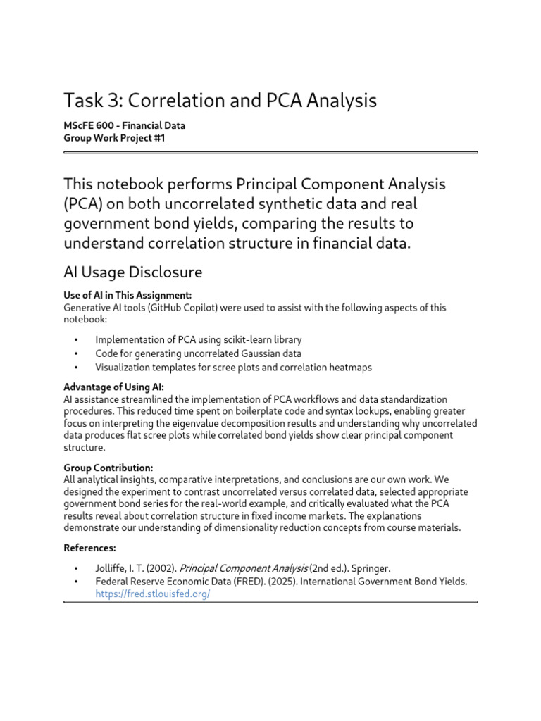 Task3 Correlation Pca | PDF | Principal Component Analysis | Diversification (Finance)