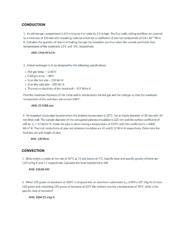 Heat Transfer Sample Probs | PDF