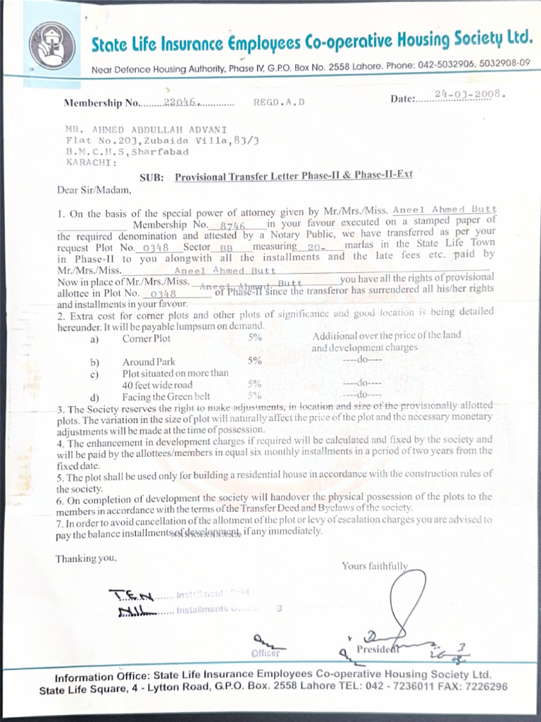 State Life Insurance Employees Co-Operative Housing Society Lid. | PDF