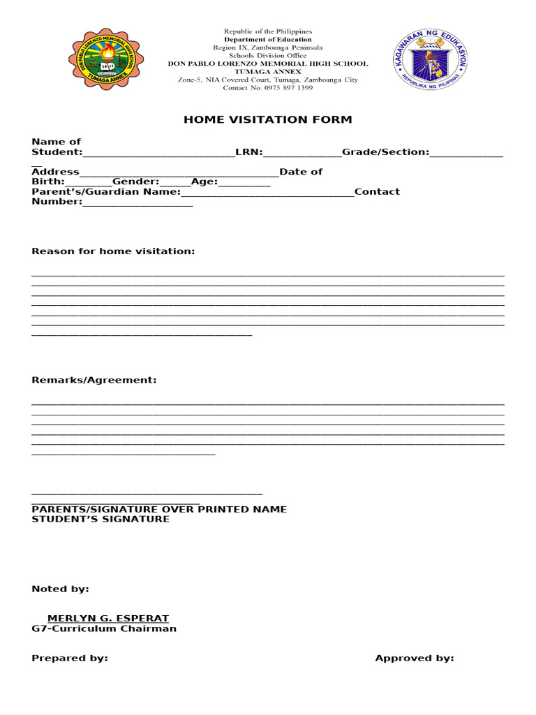 Home Visitation Form Template | PDF