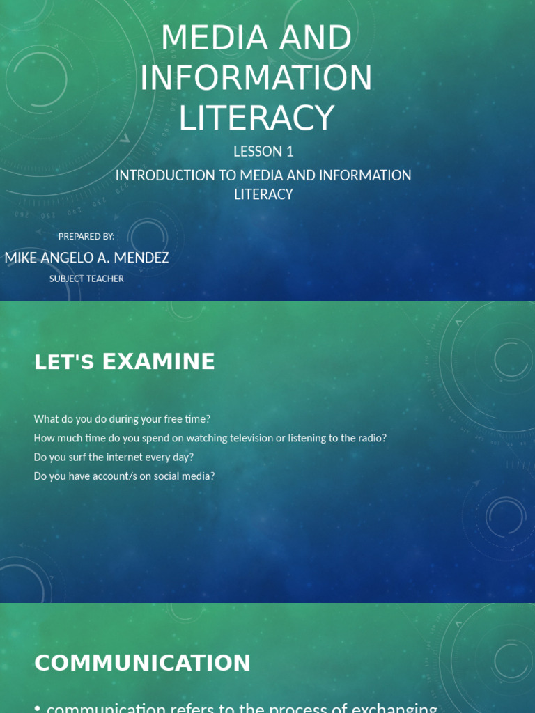 Lesson 1 Introduction To Media and Information Literacy | PDF ...