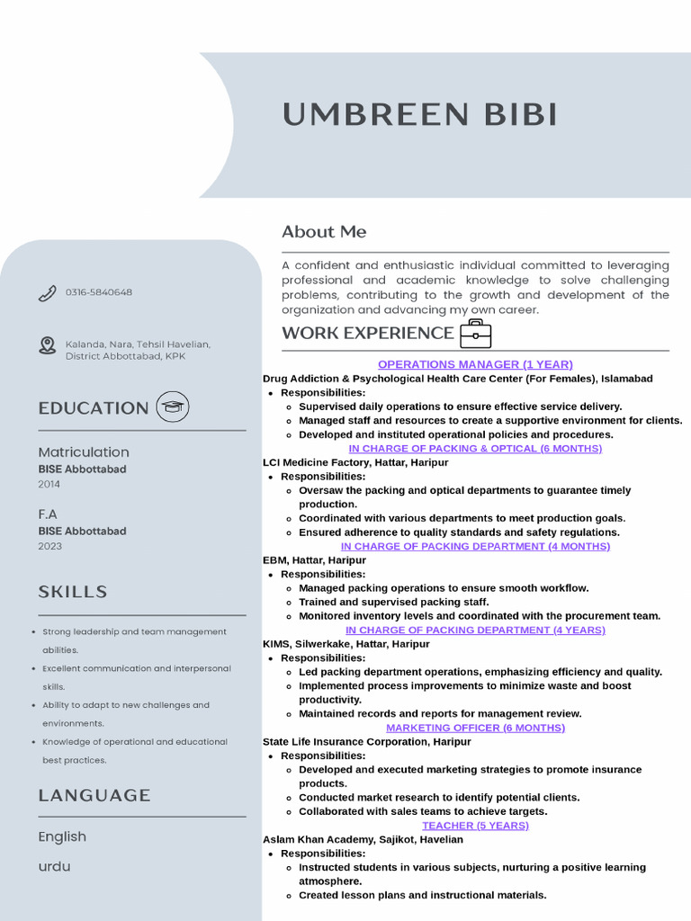 Umbreen CV | PDF