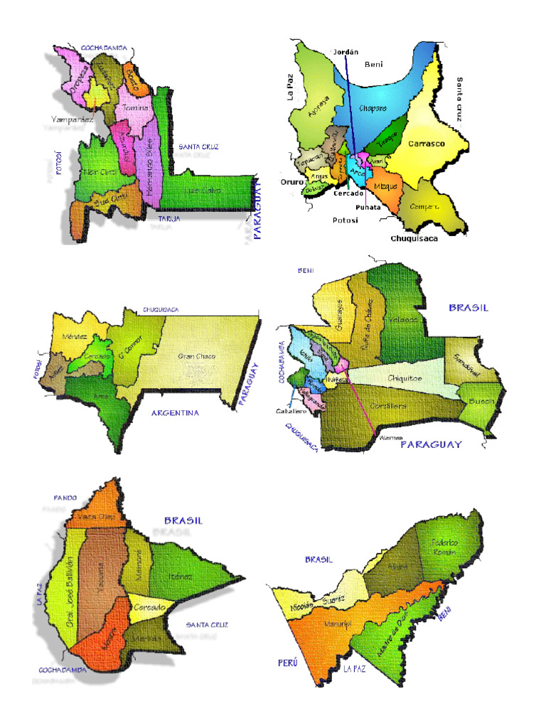 Los Nueve Departamentos de Bolivia Mapas Politicos | PDF