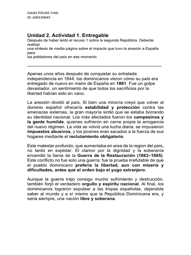 Unidad 2 Actividad 1 Istoria Social Domi.. | PDF