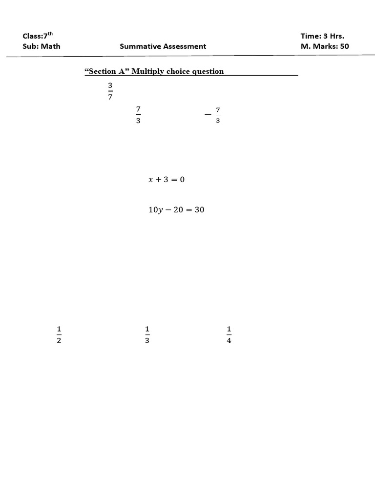 7th Math (1) Summative Assessment PDFFFF | PDF | Area | Triangle