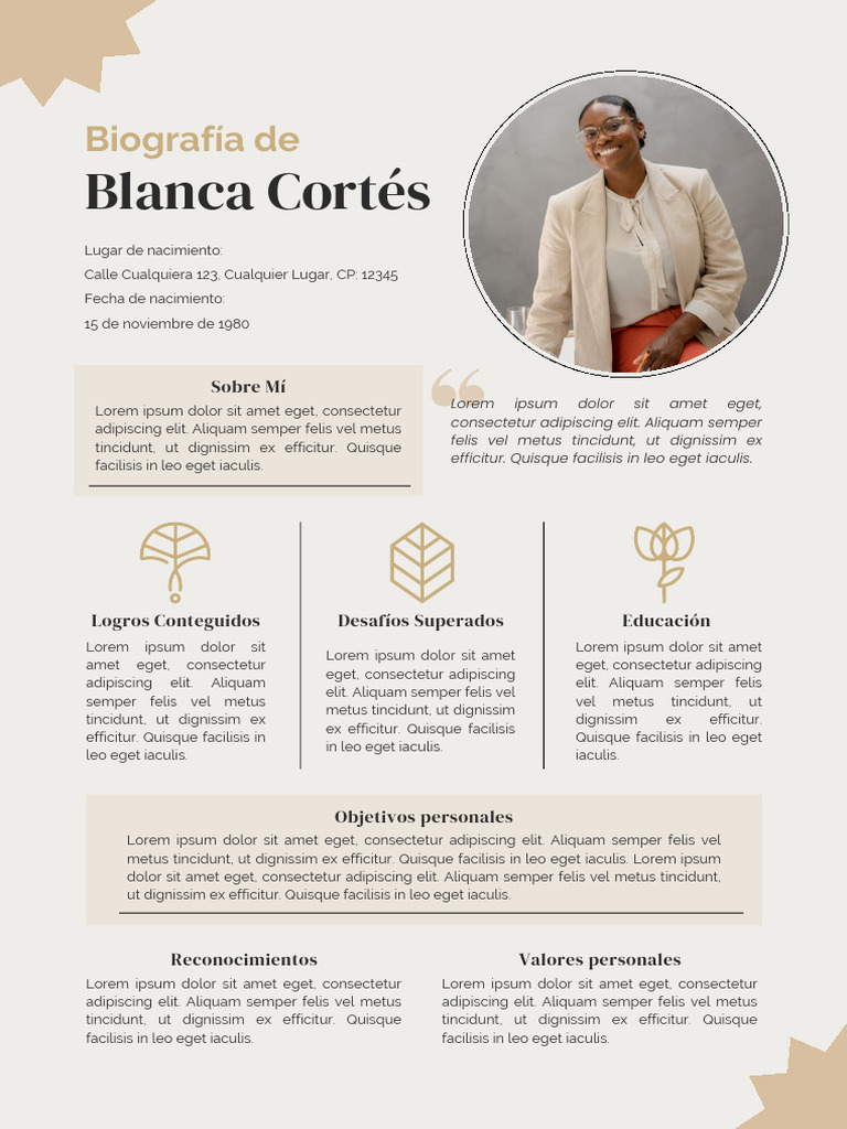 Documento A4 Biografía y Resumen Personal Minimalista Aesthetic Bies | PDF