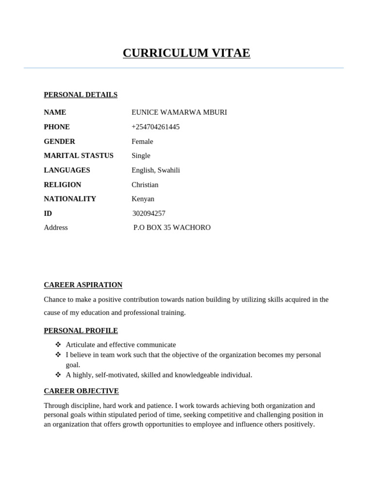 Eunice CV | PDF