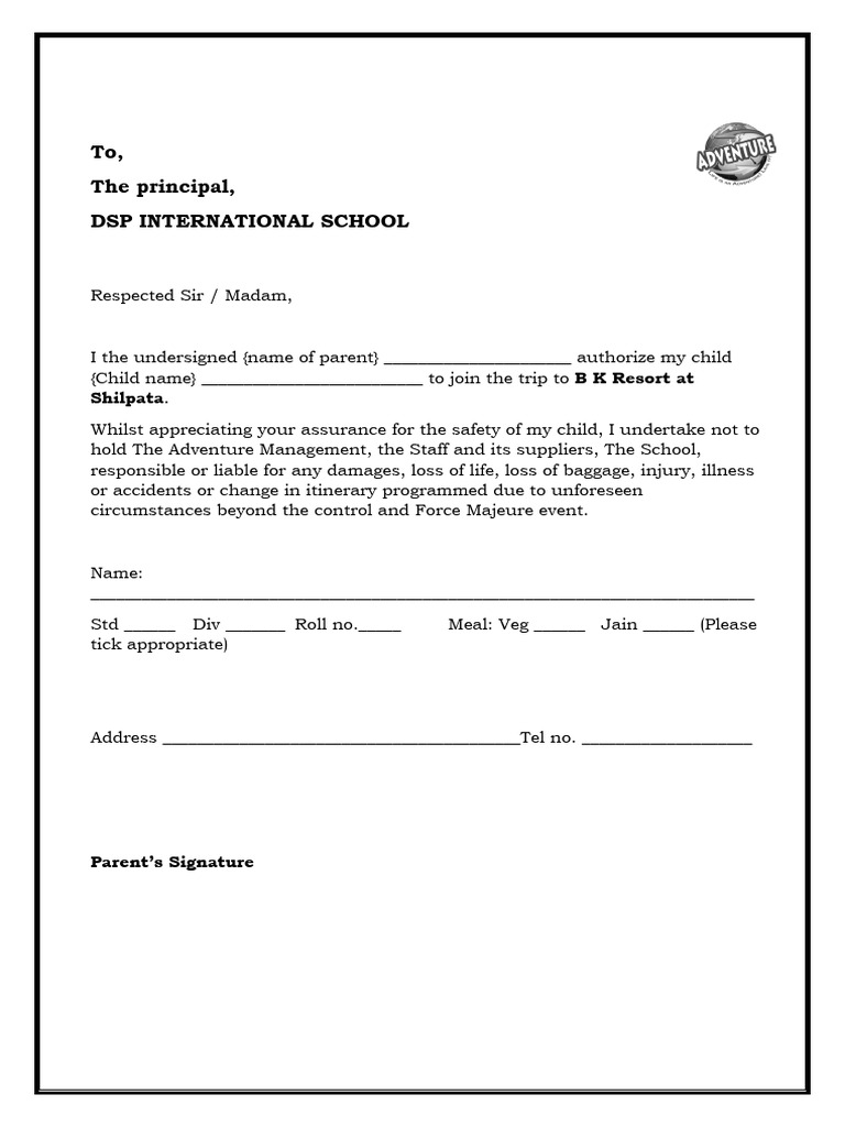Consent Form For Picnic | PDF